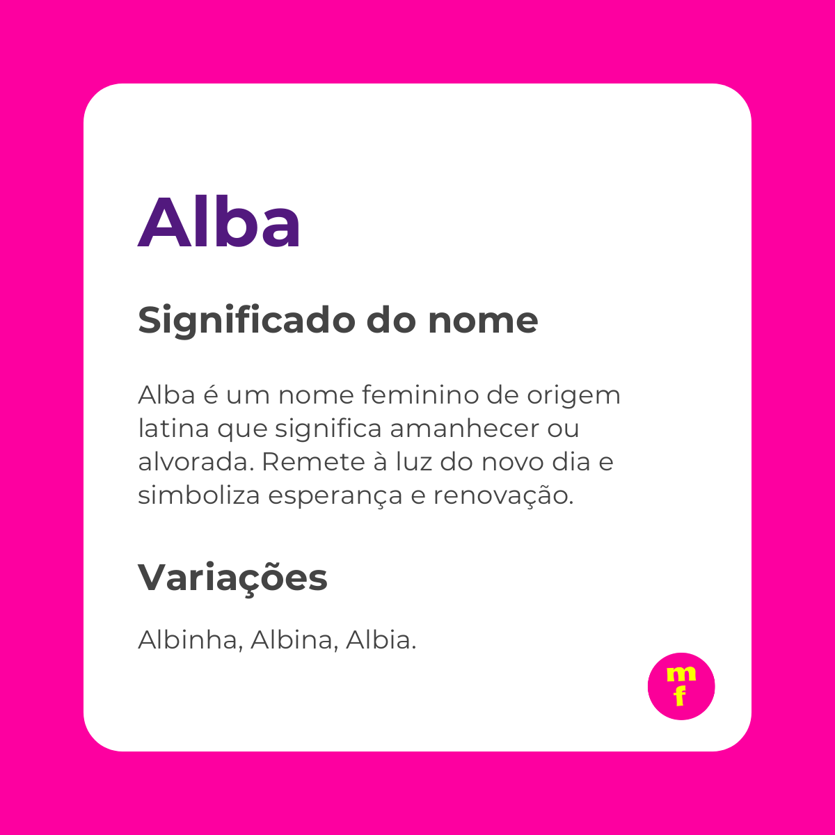 O que significa o nome Alba? | Minha Fofoca